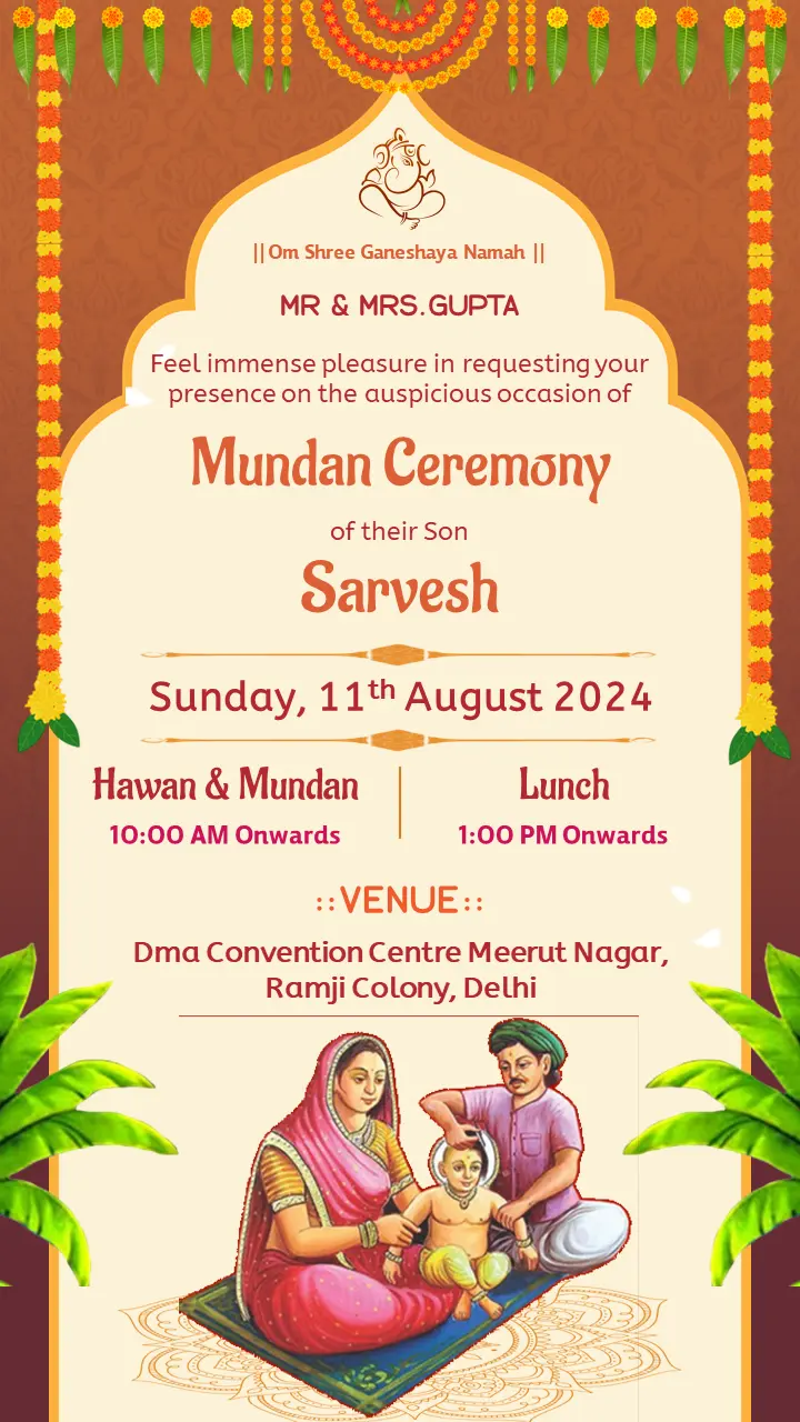 Mundan Ceremony Invitations | Elegant Custom Designs | 247Invites